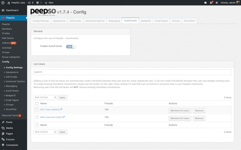 PeepSo – AutoFriends Plugin | PeepSo