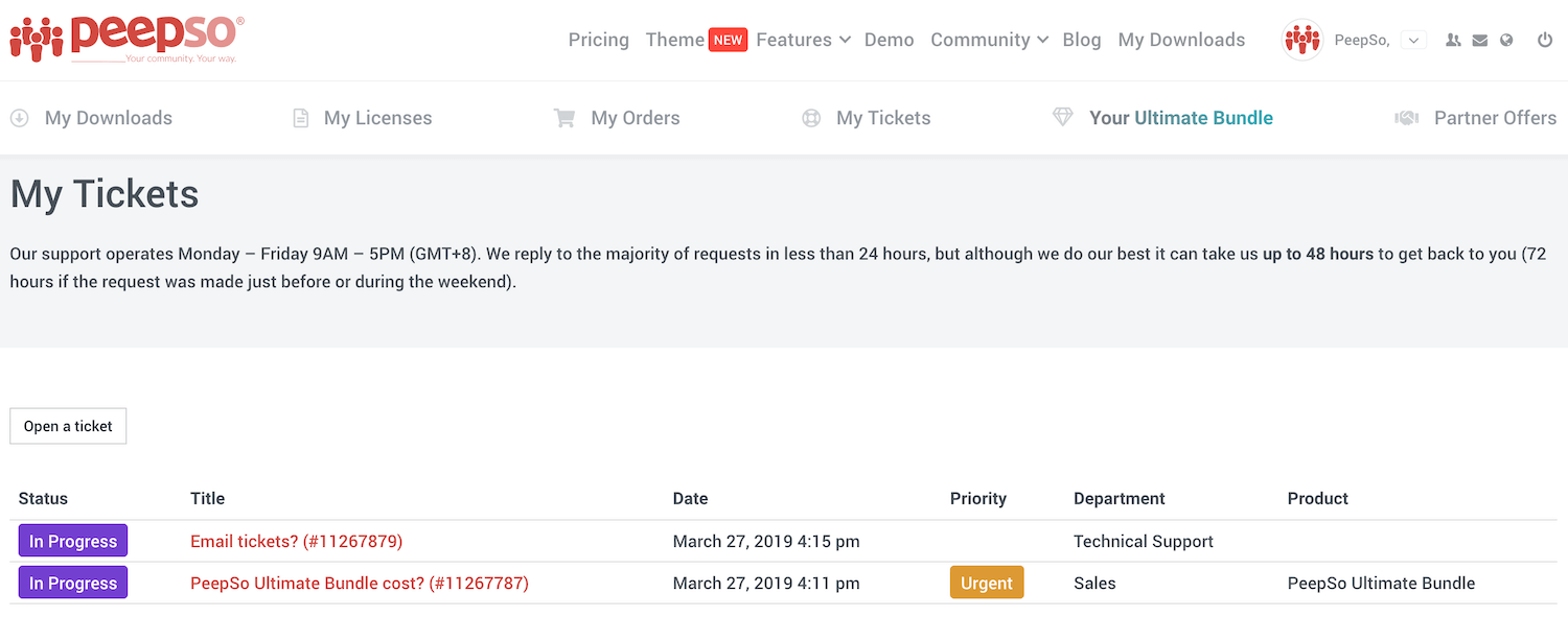 New Support System | PeepSo