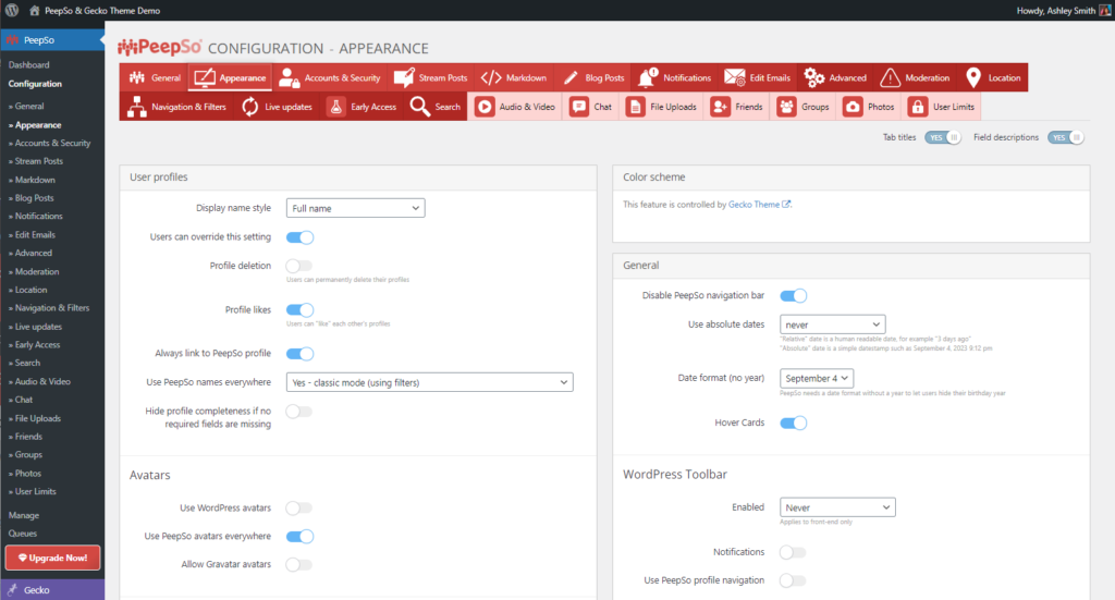User Profile Settings | PeepSo
