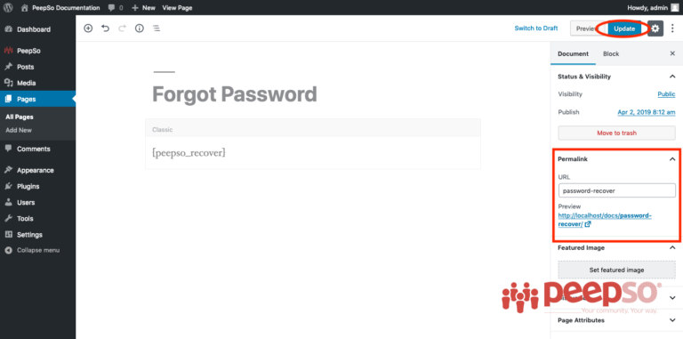 Navigation, Pages and Shortcodes | PeepSo