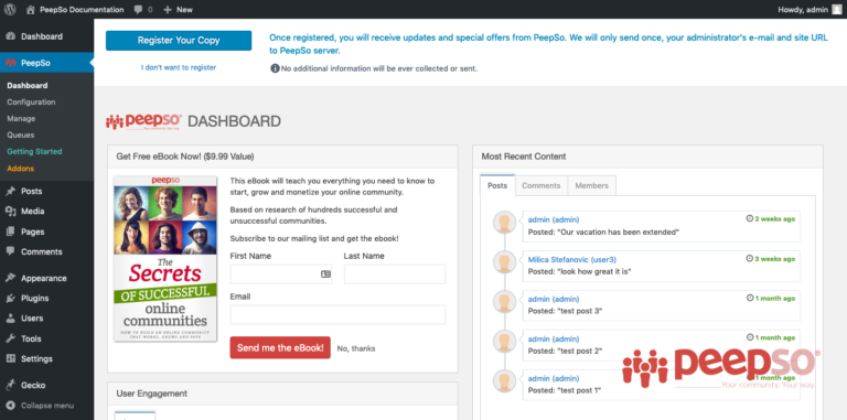 Backend Dashboard | PeepSo