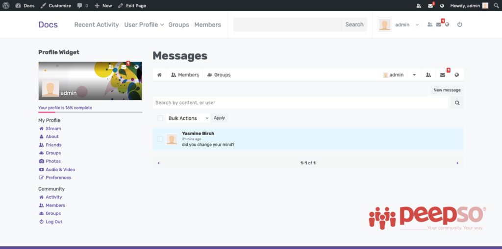 Accessing Chat | PeepSo