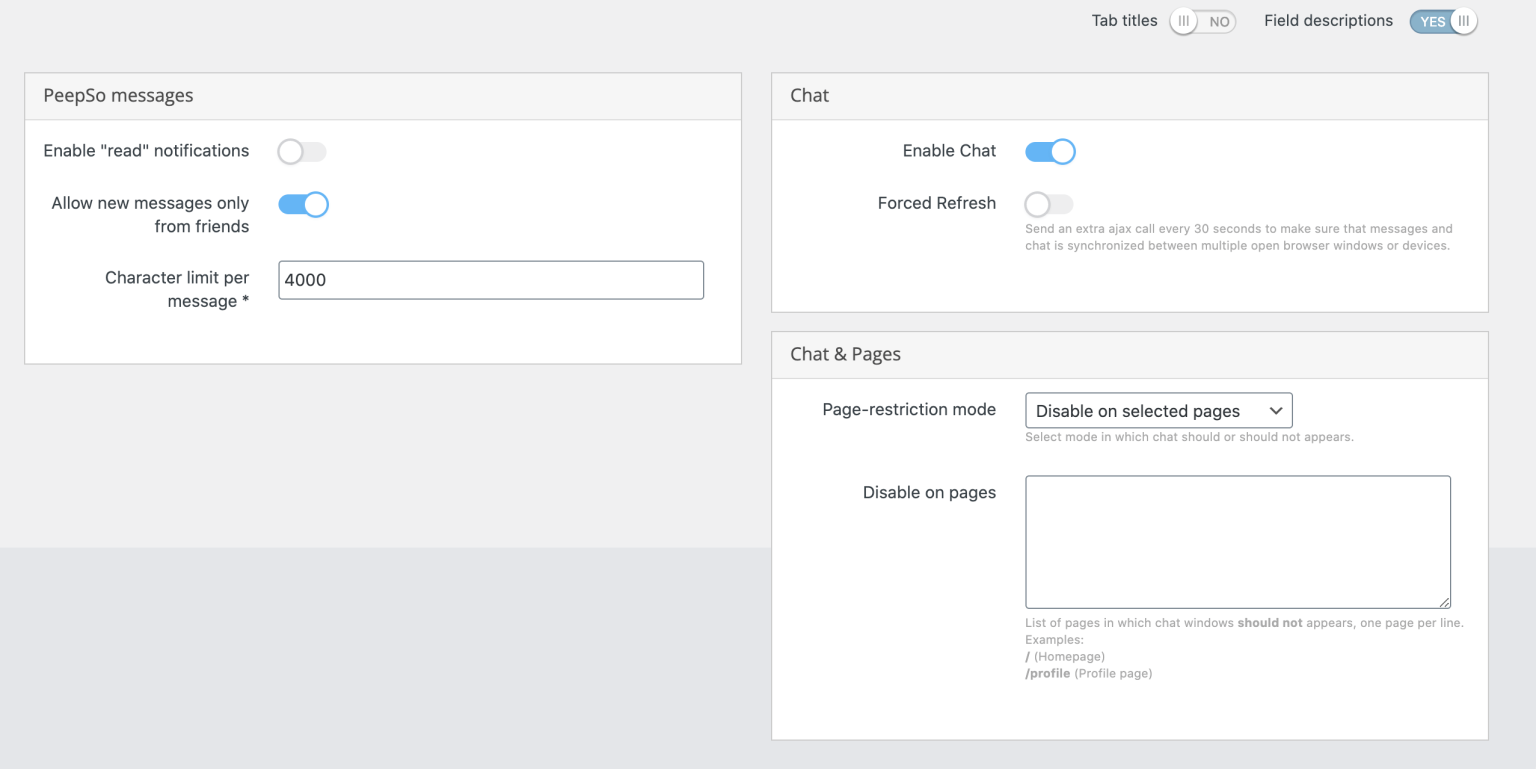 Chat Configuration | PeepSo