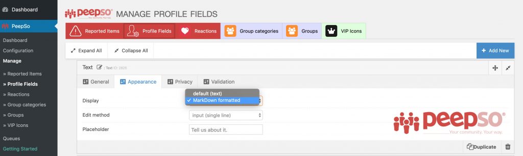 Markdown Configuration | PeepSo