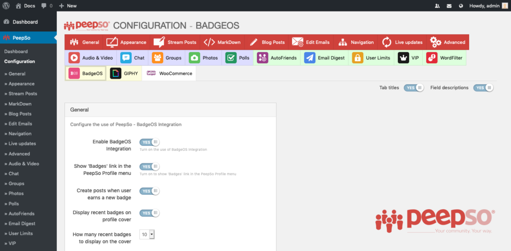BadgeOS Configuration | PeepSo