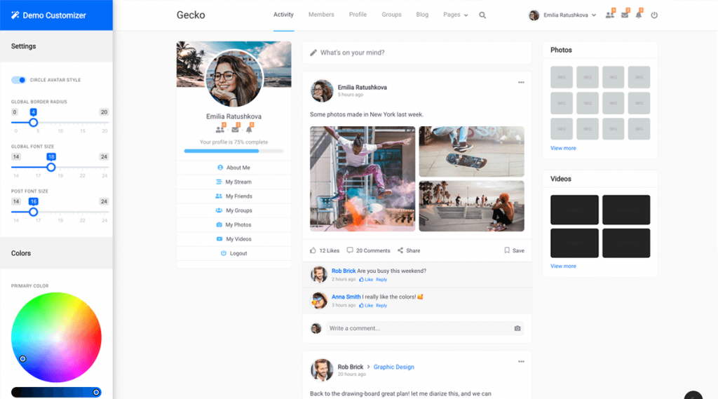 Gecko Theme Customizer – Development Preview | PeepSo