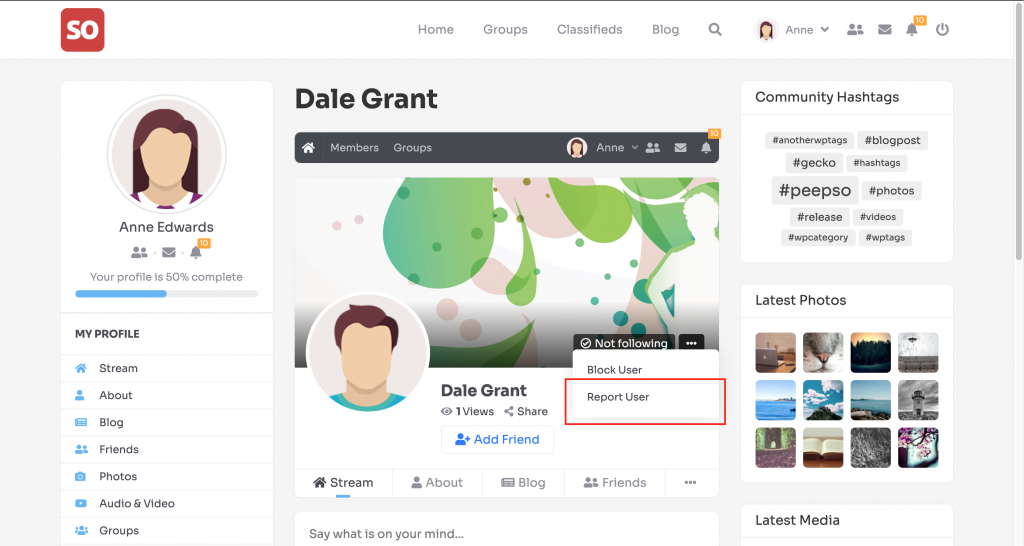 Reporting Content | PeepSo