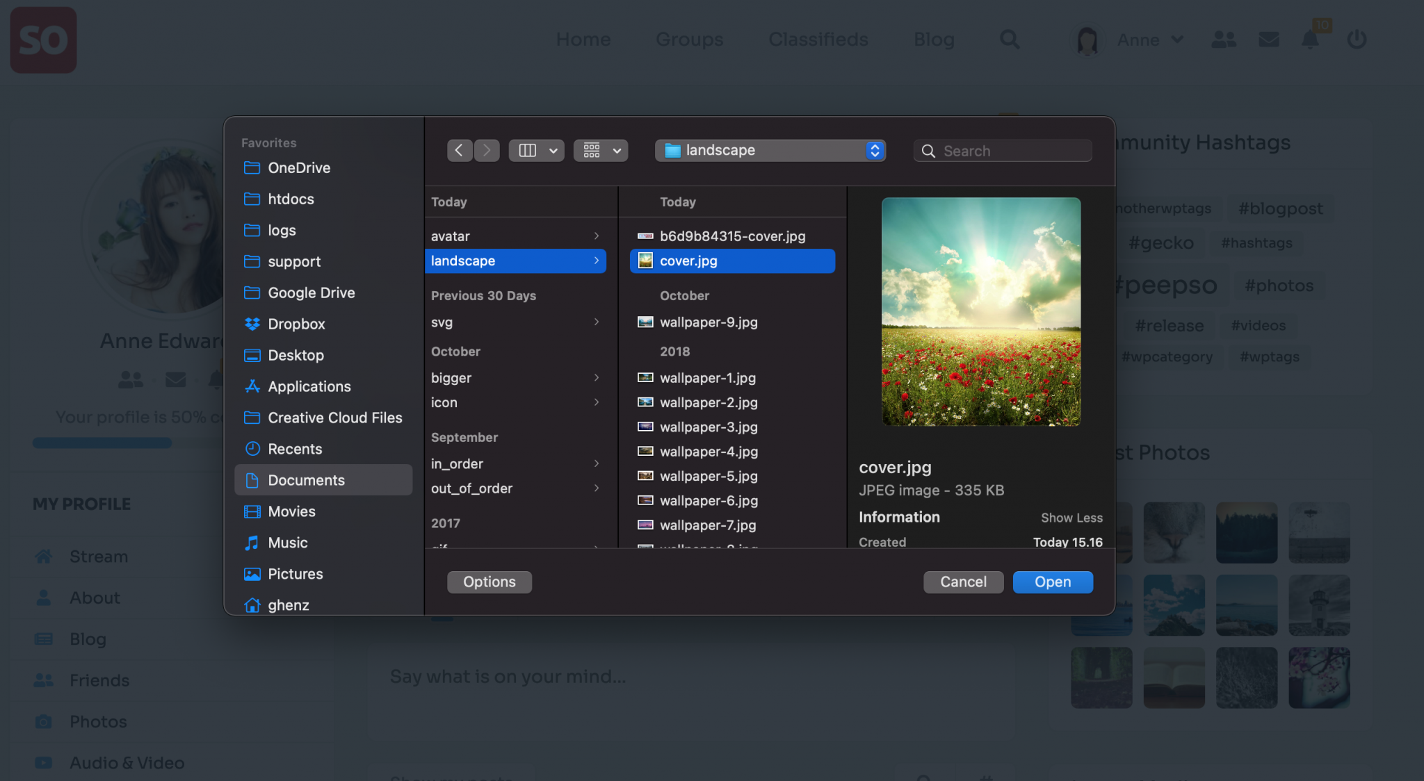 Profile Avatar & Cover | PeepSo