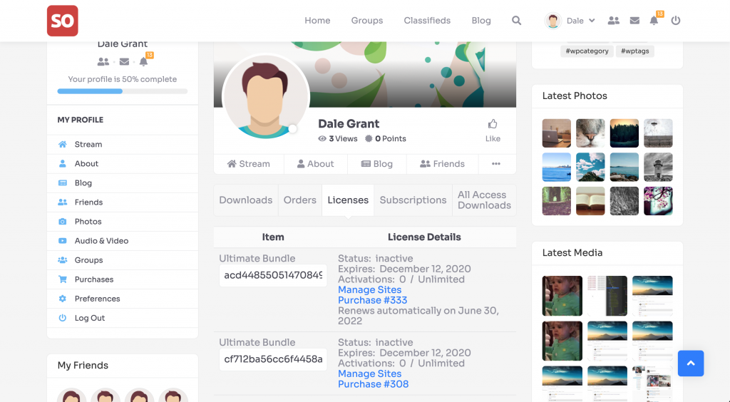 EDD Integration On Profile | PeepSo