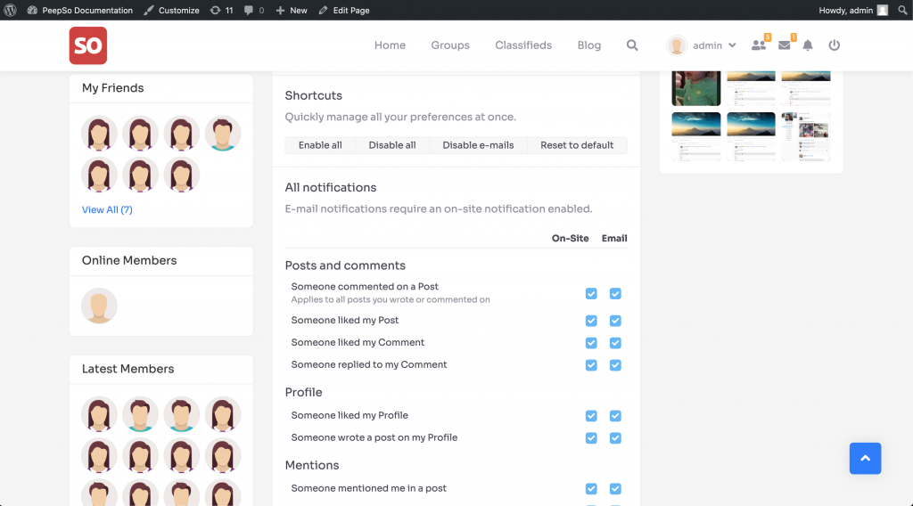 Notification preferences | PeepSo