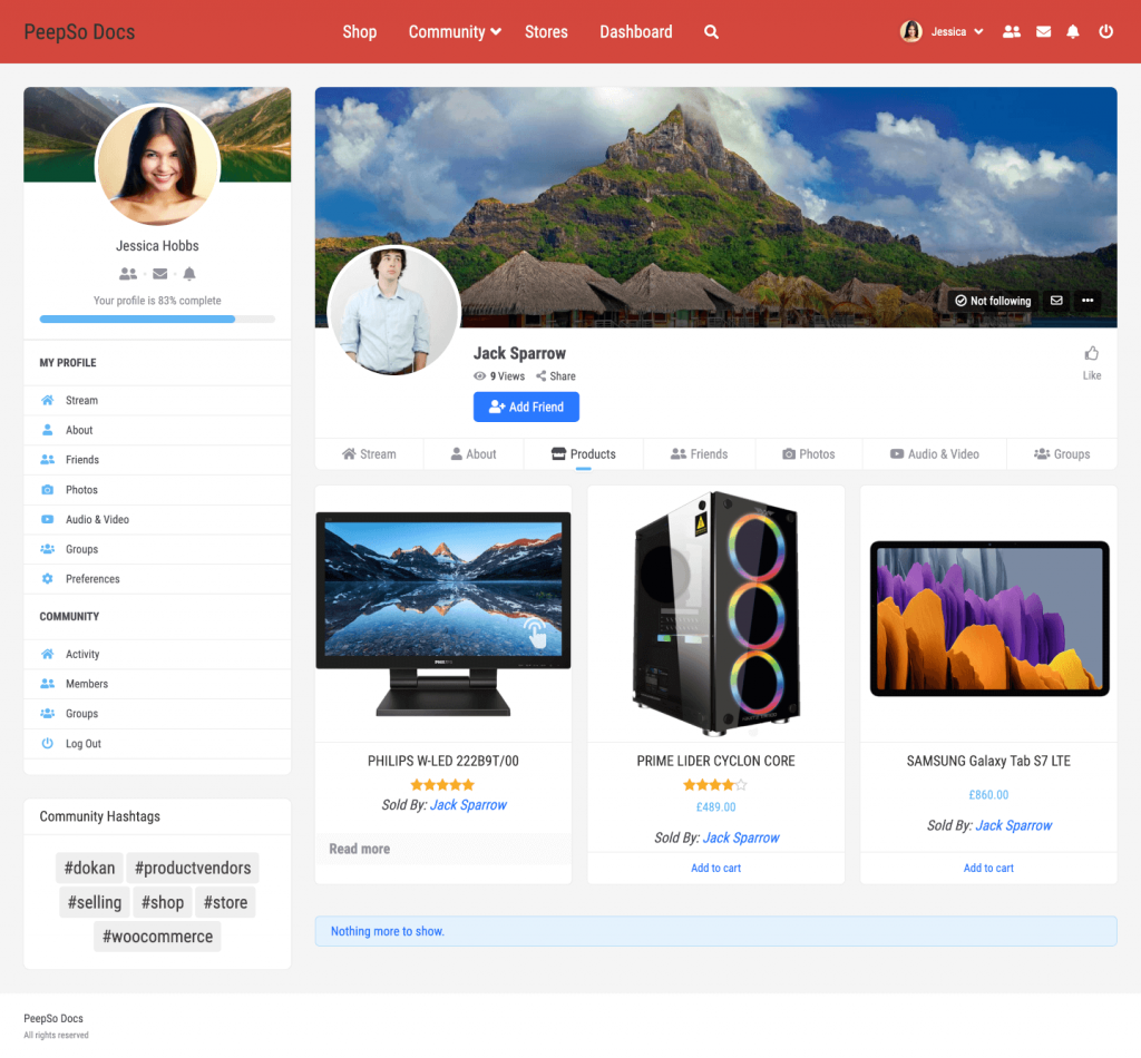 WooCommerce Product Vendors integration | PeepSo