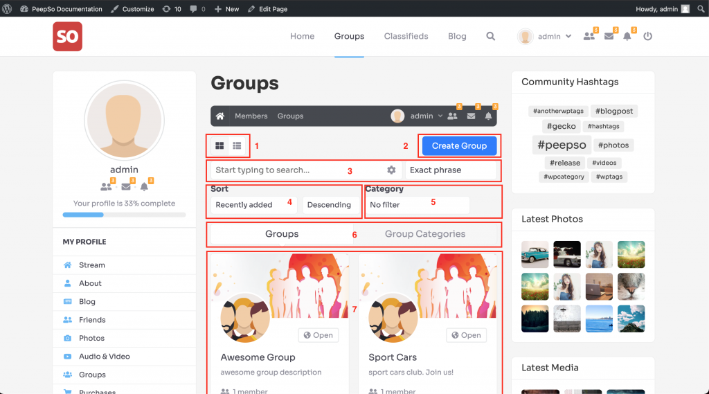 Groups page | PeepSo