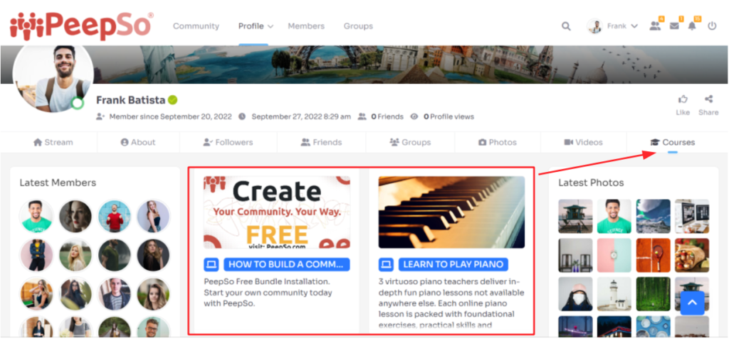 TutorLMS on Frontend | PeepSo