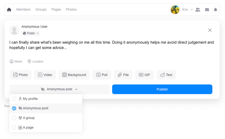 Anonymous Posts and more | PeepSo