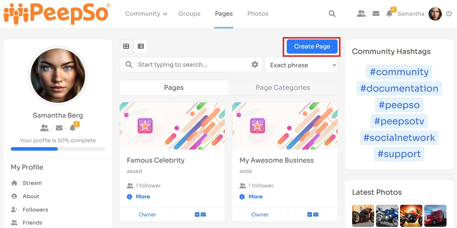 Creating The Page | PeepSo